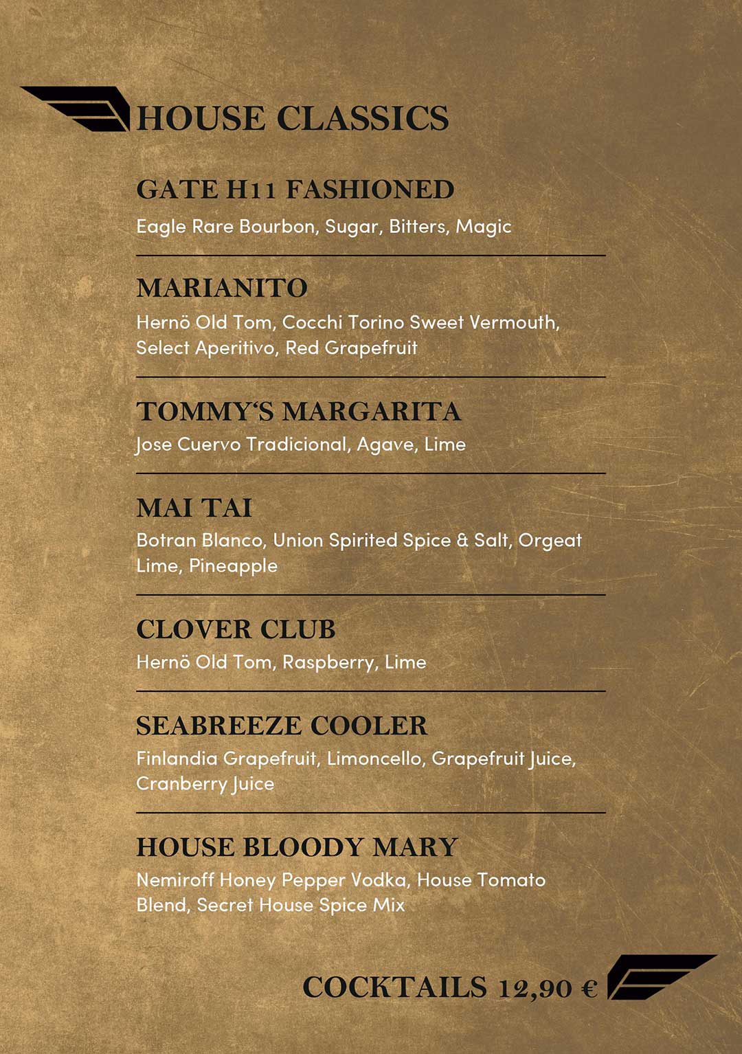 Drinkkilista - Gate H11 Kallio